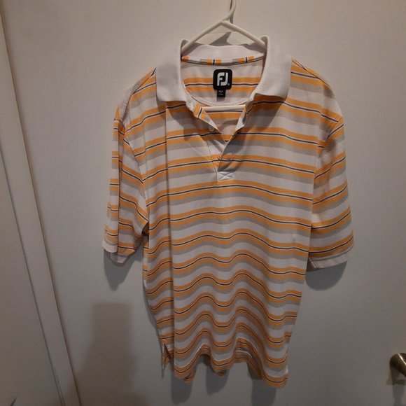 FJ | Shirts | Footjoy Polo Shirt Mens Size M Short Sleeve White Orange ...